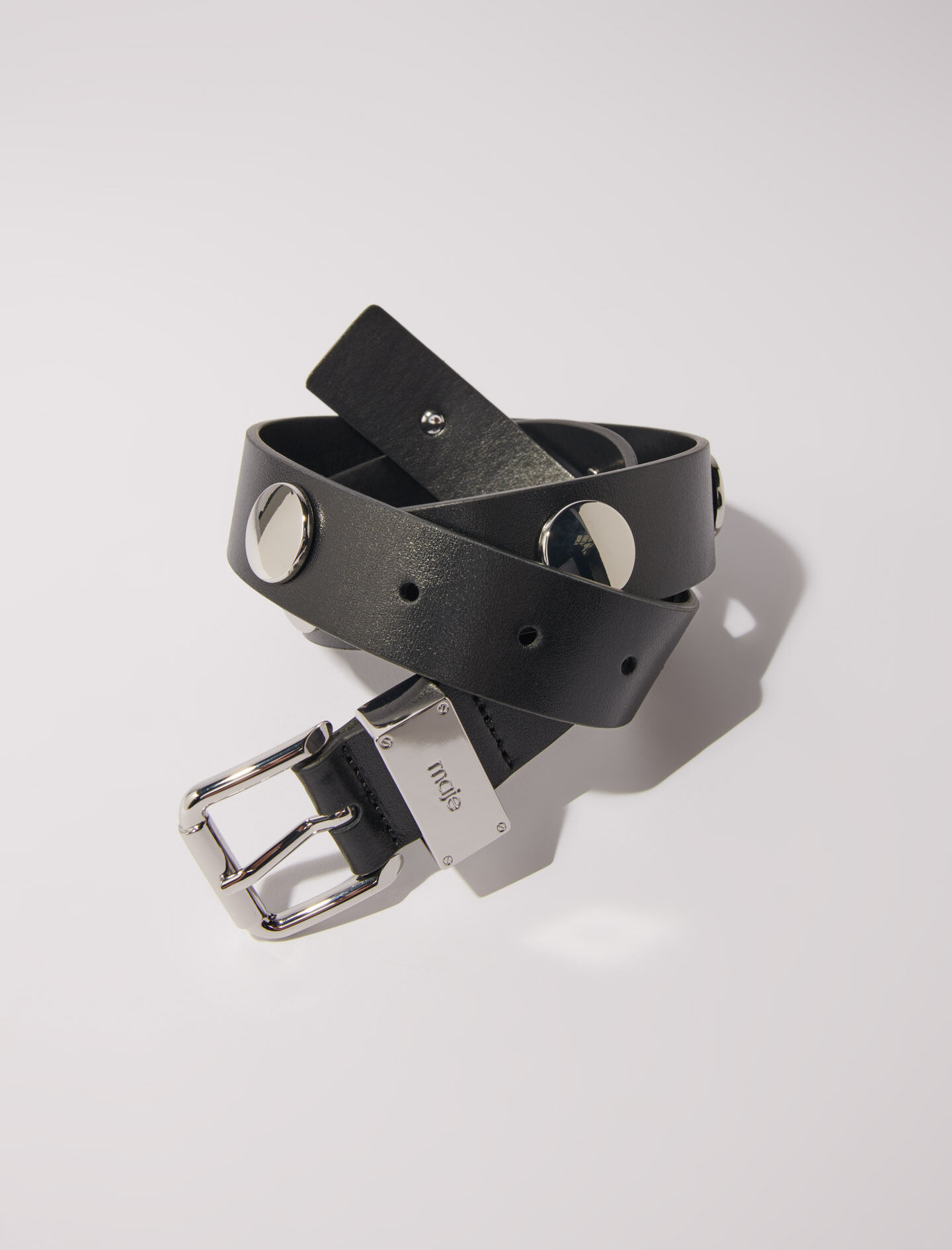 Studded leather belt - Belts | Maje Studded leather belt - Belts | Maje