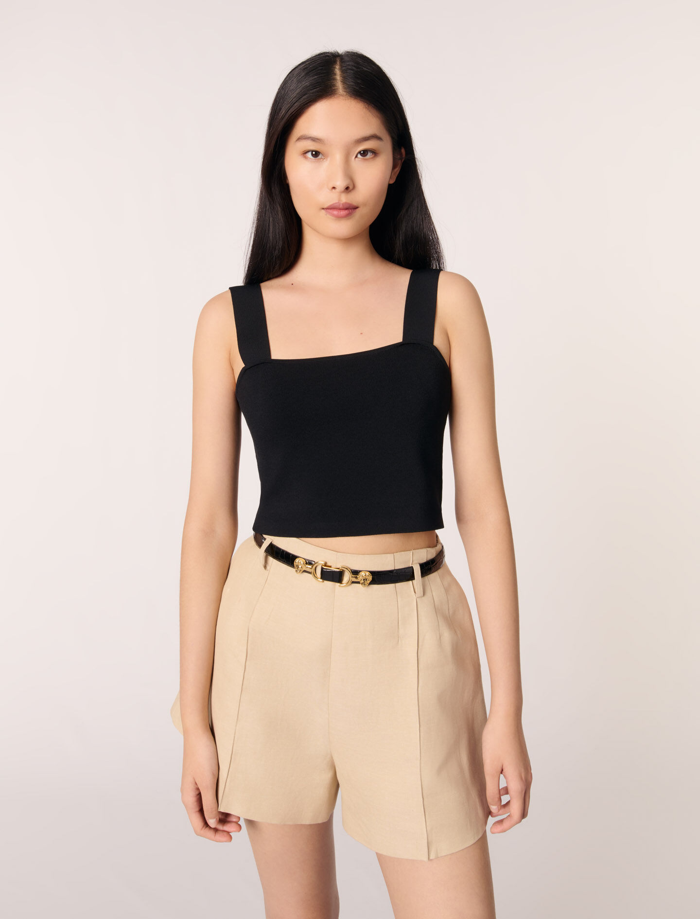 Straight-leg tweed/lurex trousers - High waist trousers | Maje Straight-leg tweed/lurex trousers - High waist trousers | Maje