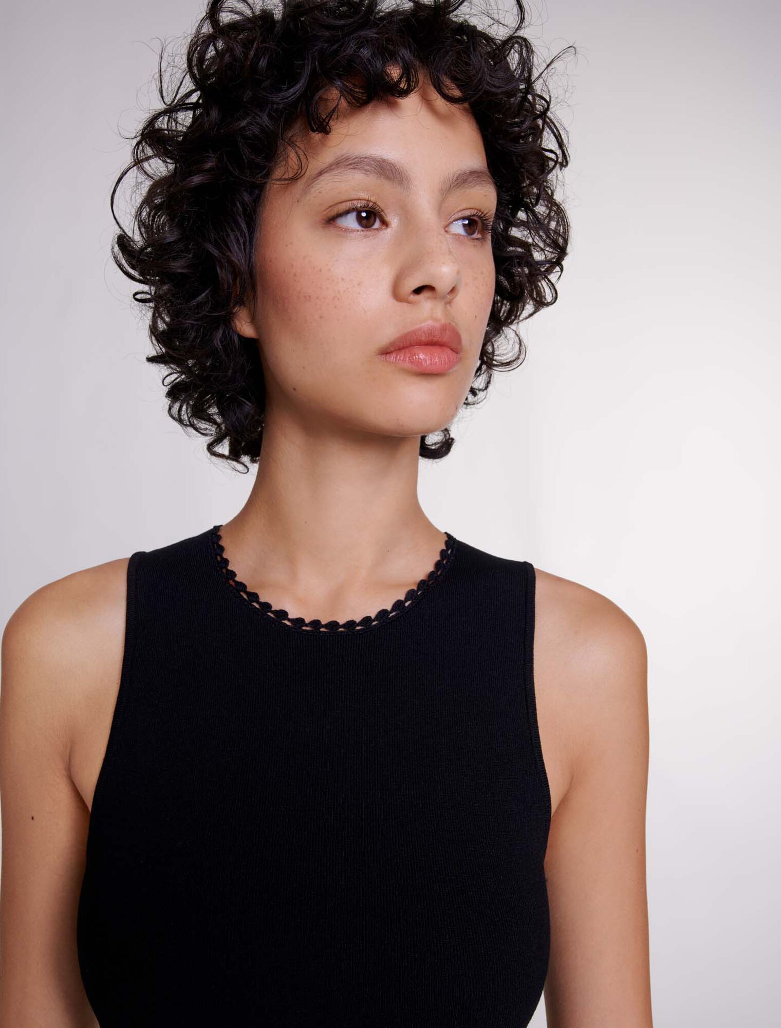 Cutaway knit maxi dress - Black dresses | Maje