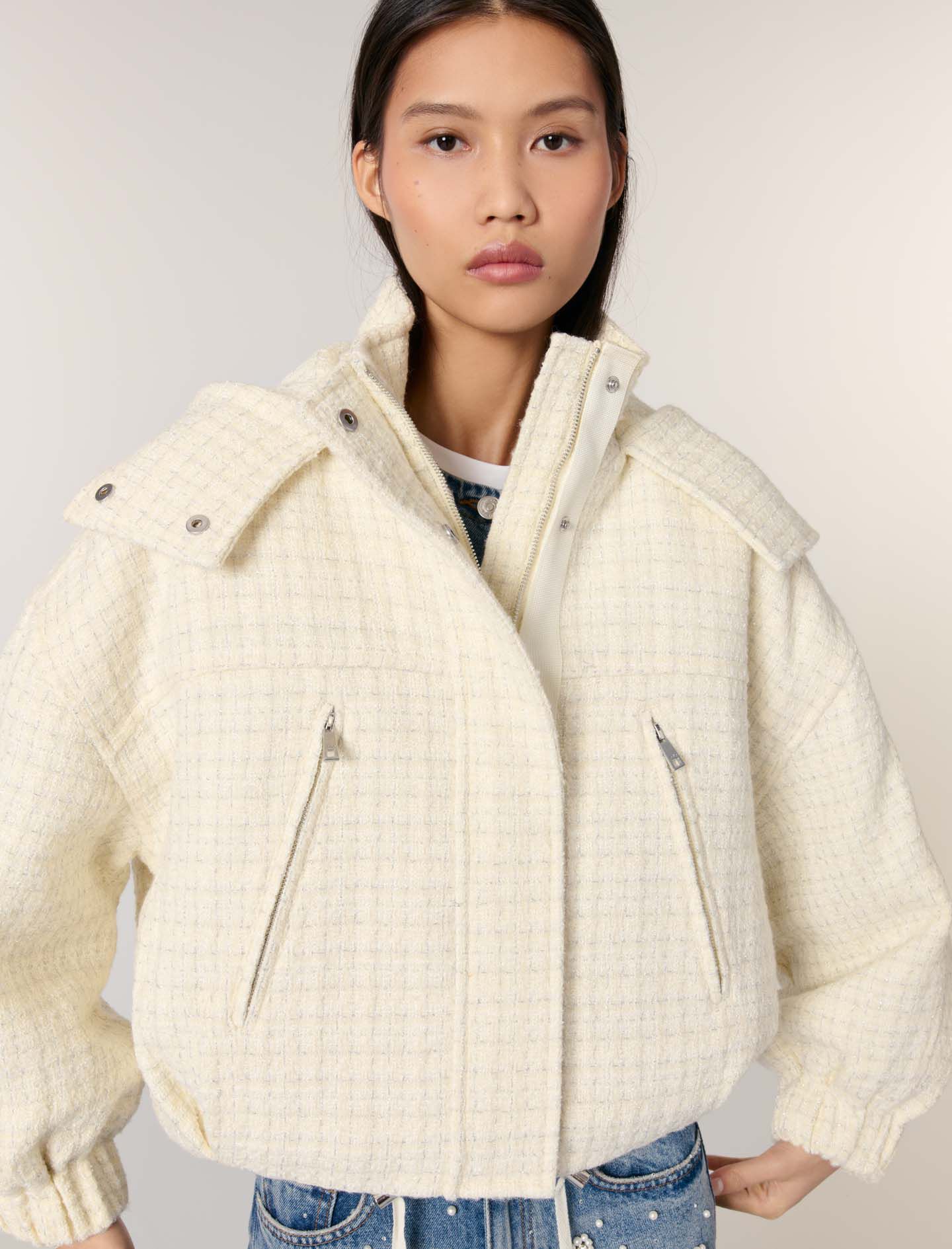 Tweed down jacket - Short coats | Maje Tweed down jacket - Short coats | Maje