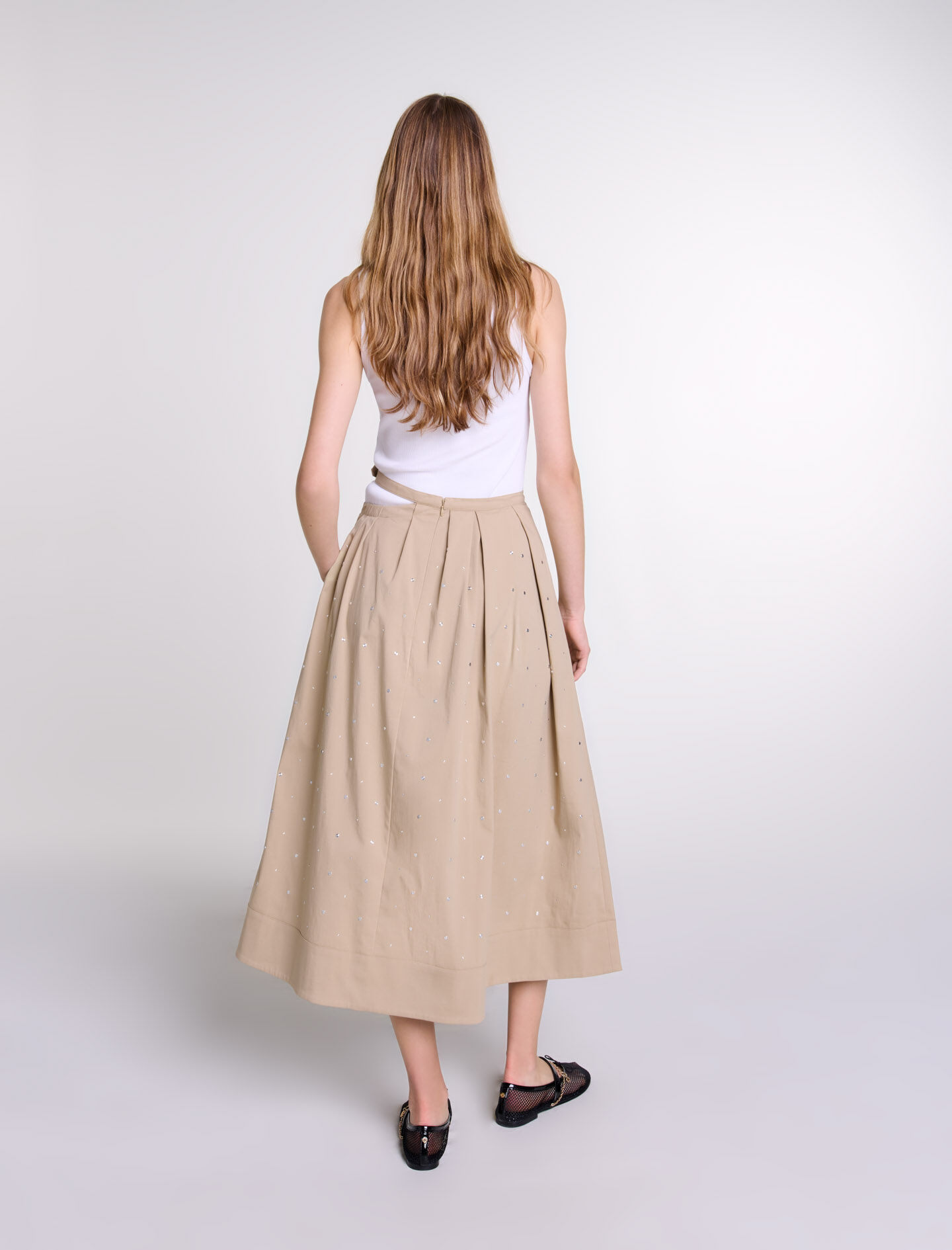 Long studded cotton skirt - Maxi skirts | Maje Long studded cotton skirt - Maxi skirts | Maje