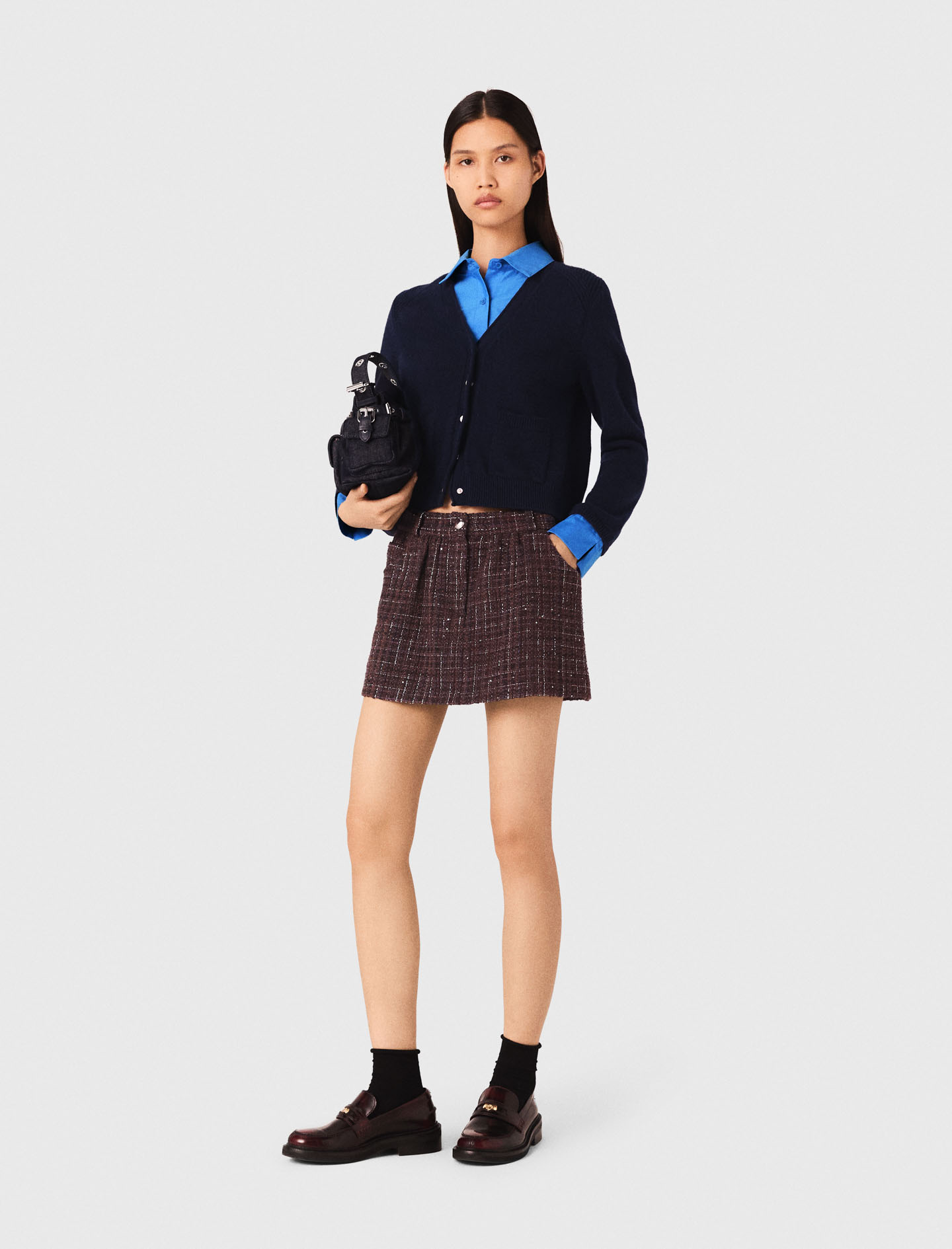 Cardigan with removable details Navy for Women | Maje