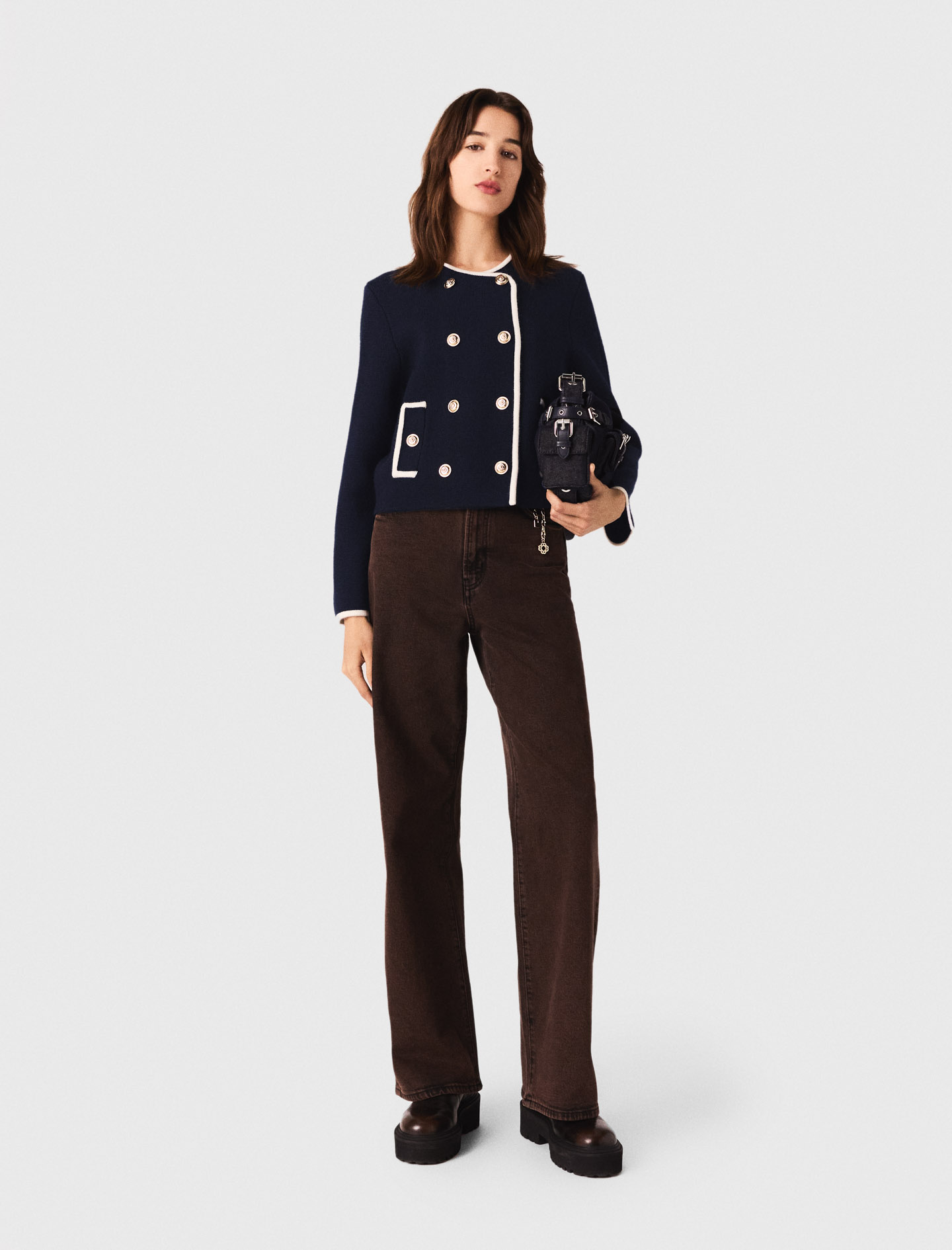 Structured knit jacket Navy for Women | Maje