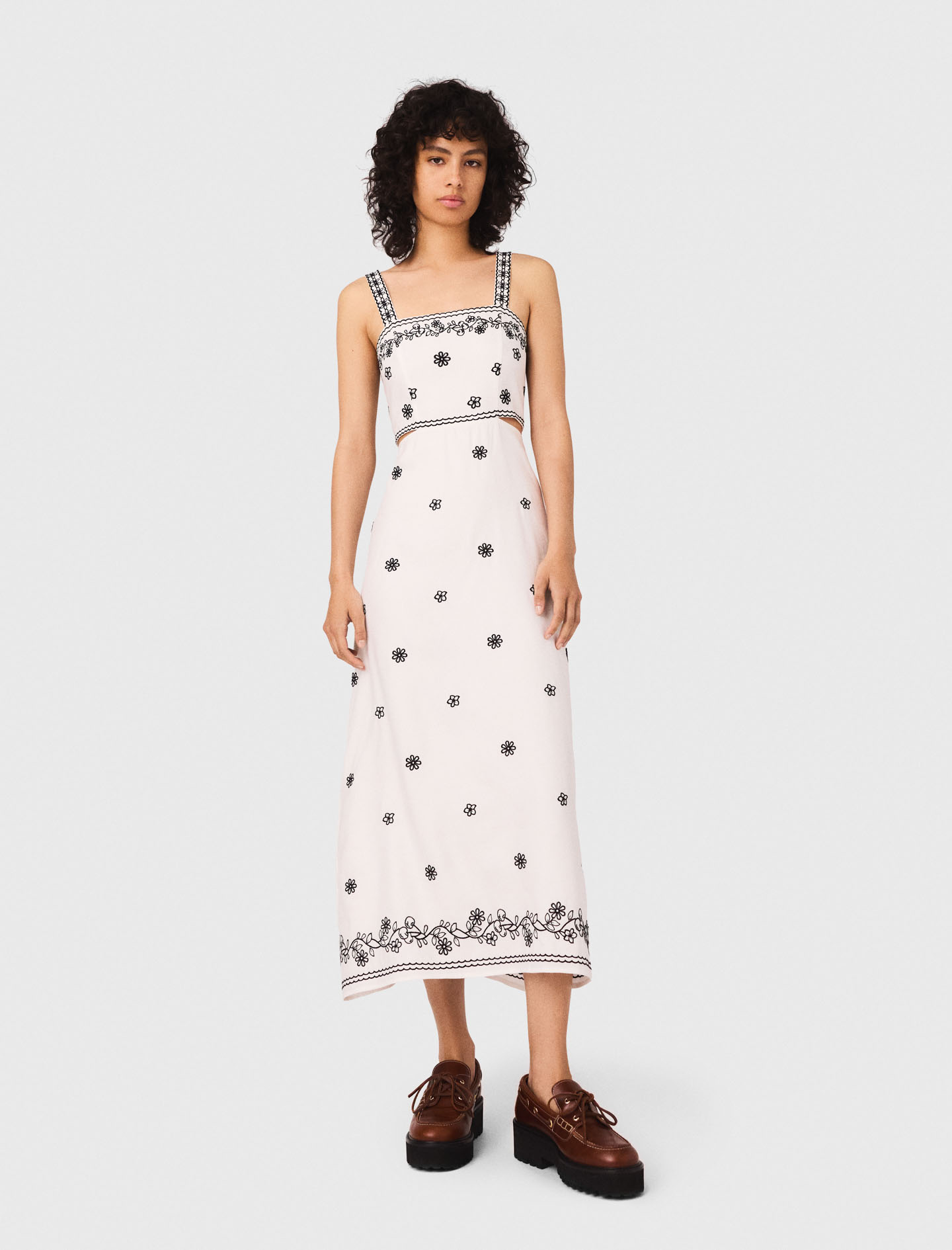 Embroidered cut-out maxi dress Bicolor for Women | Maje