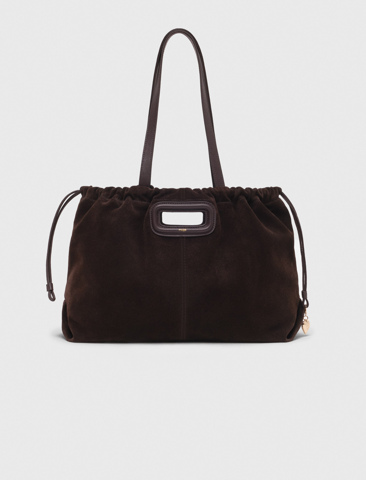Suede Milpli tote bag Dark brown for Women | Maje