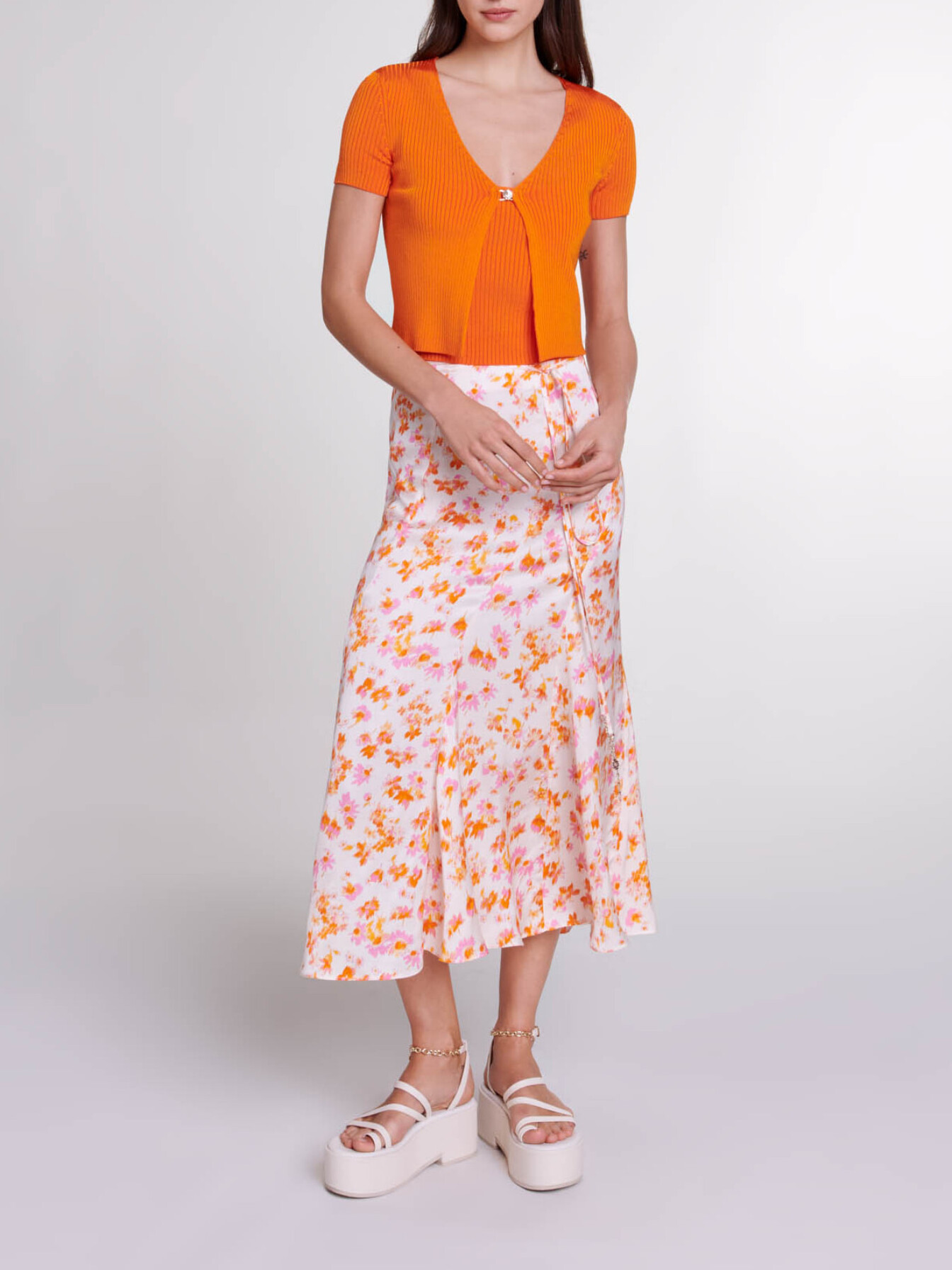 Rib knit twin set Orange for Women | Maje