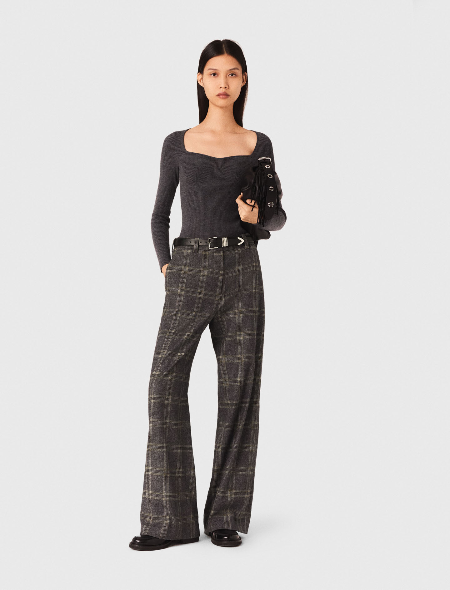 Checked suit trousers Grey for Women | Maje