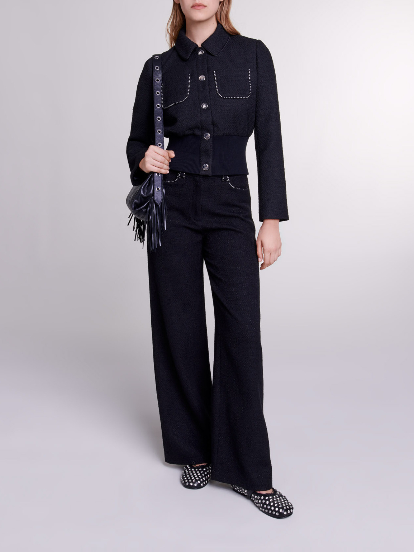 Tweed jacket Black / Gray for Women | Maje