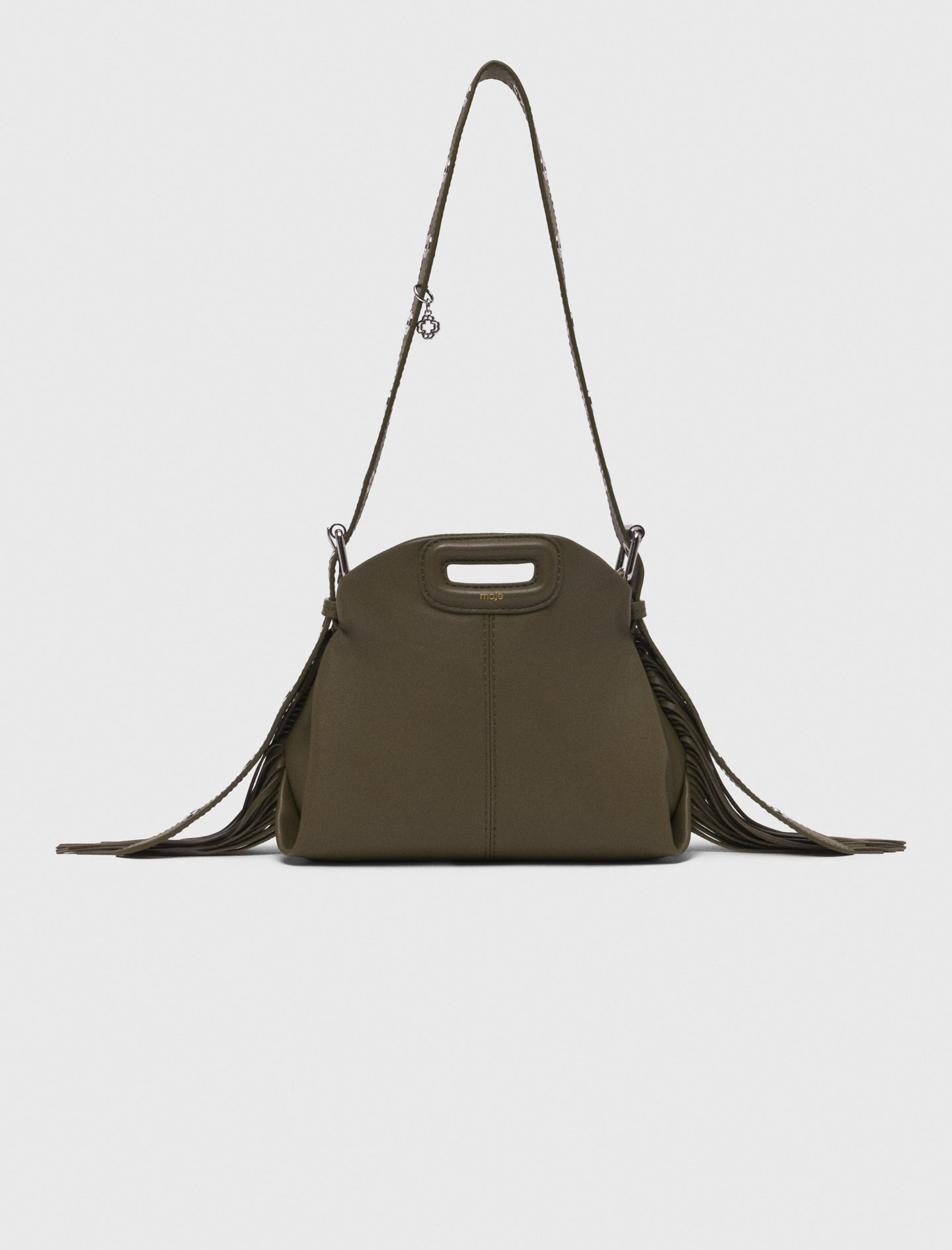 Miss M mini plain leather bag Brown for Women | Maje