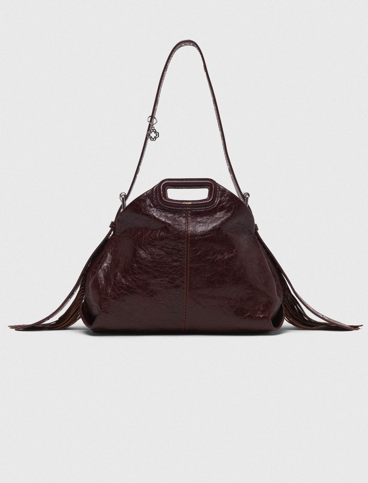 Crackled leather Miss M bag Dark brown for Women | Maje