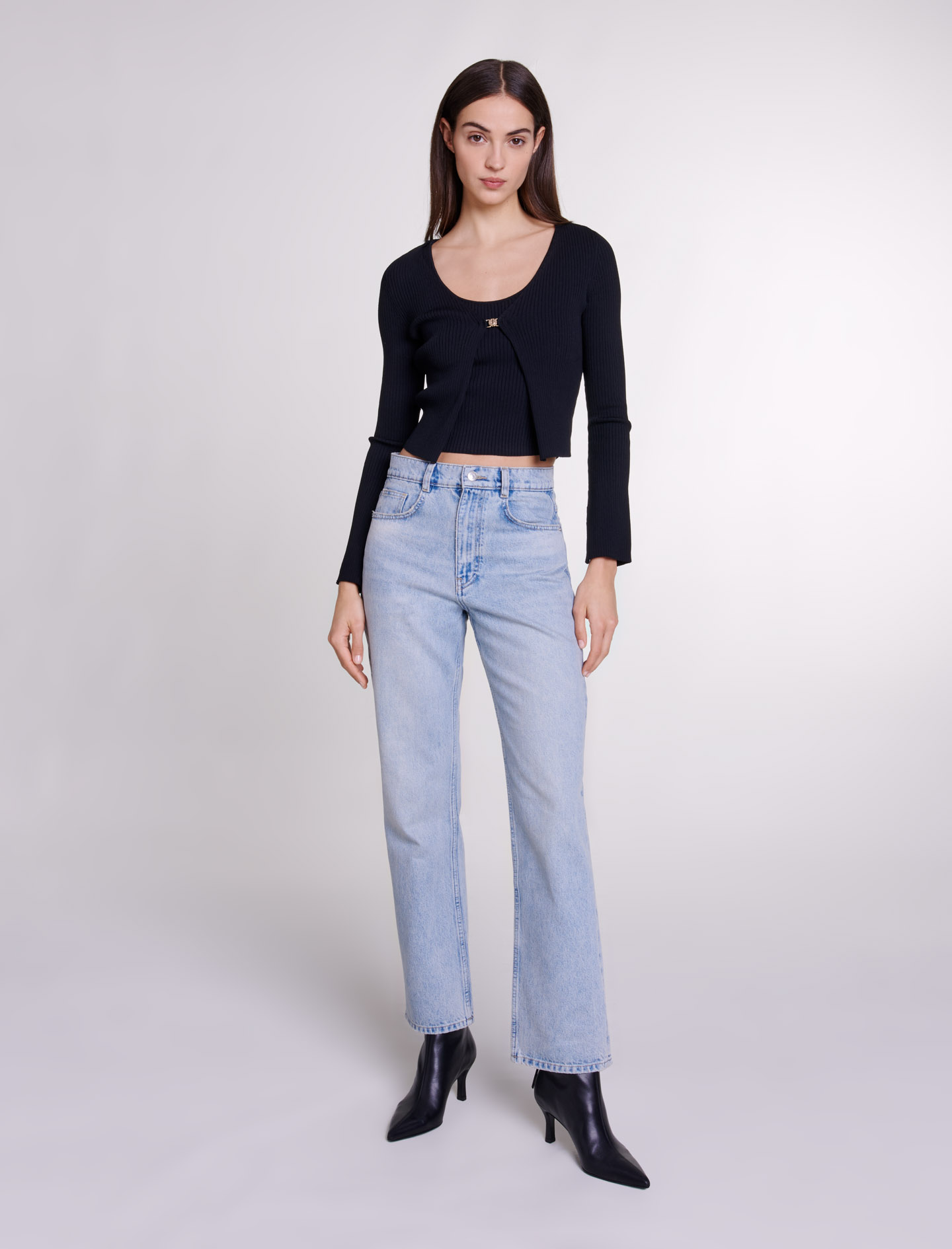 Stretch knit twin set Black / Gray for Women | Maje