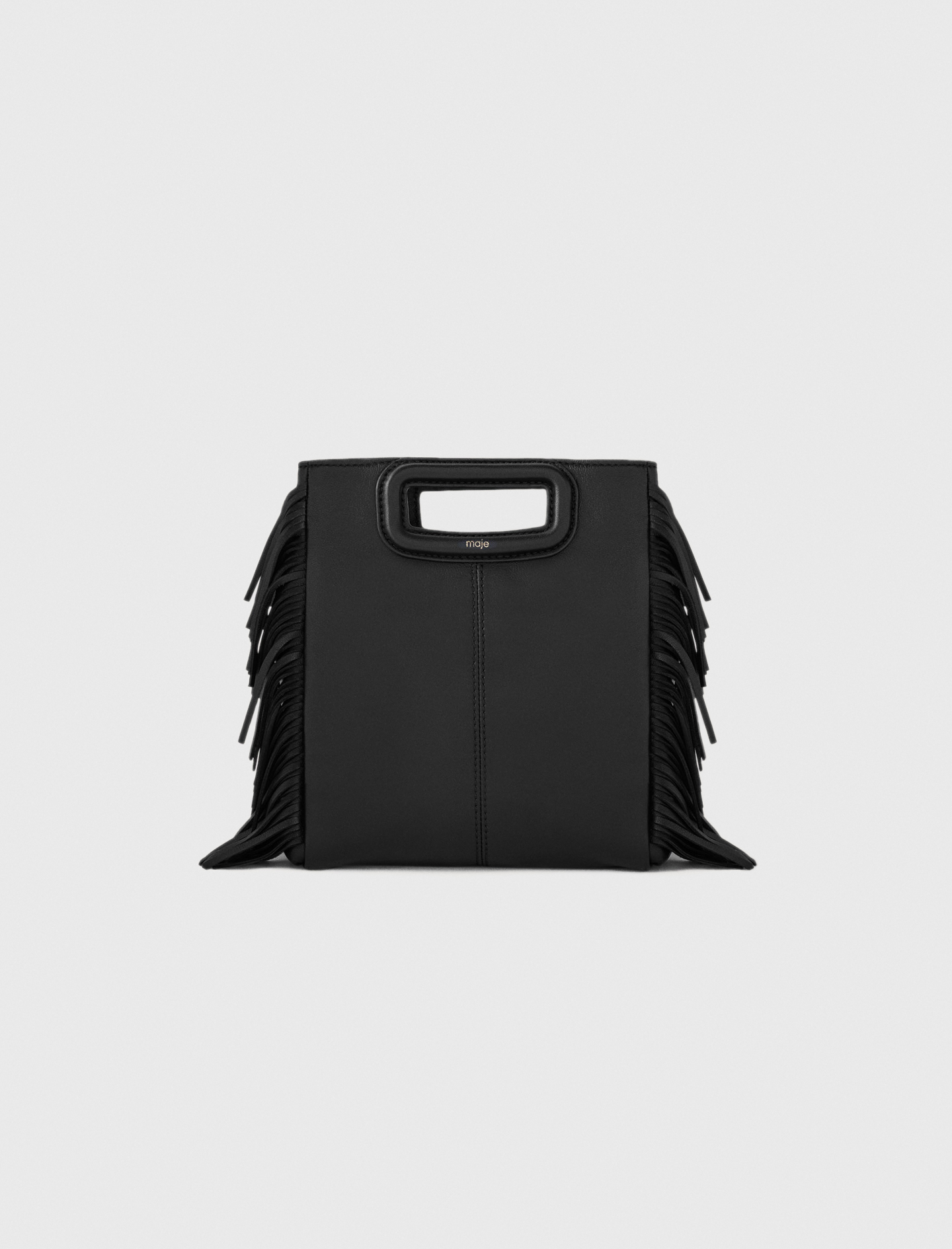 Smooth leather M bag with fringing Black for Women | Maje