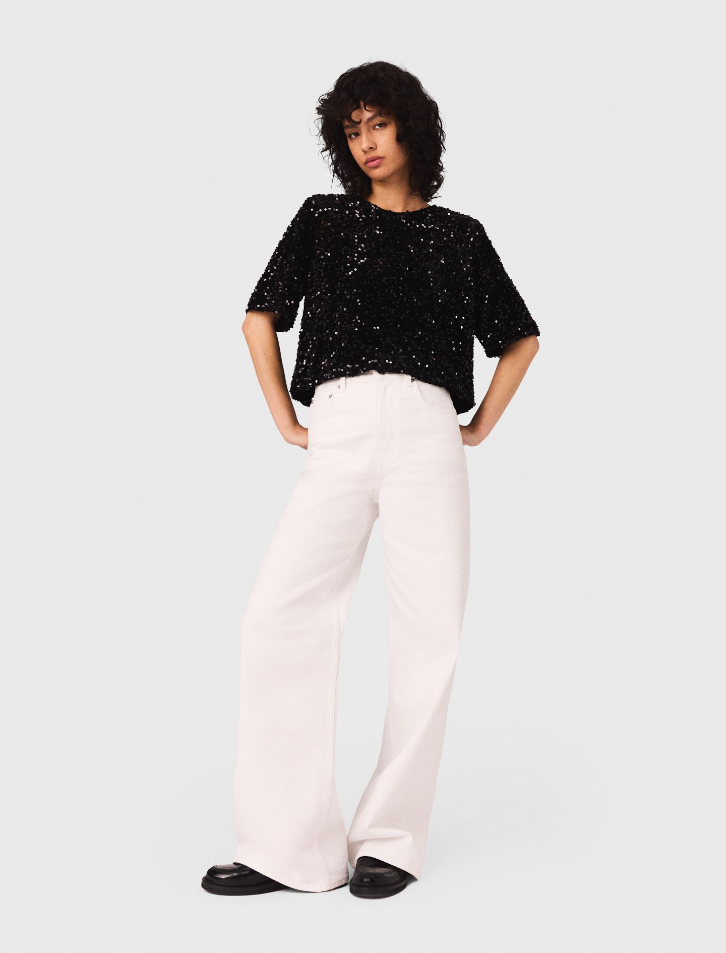 Sequinned velvet top Black / Gray for Women | Maje