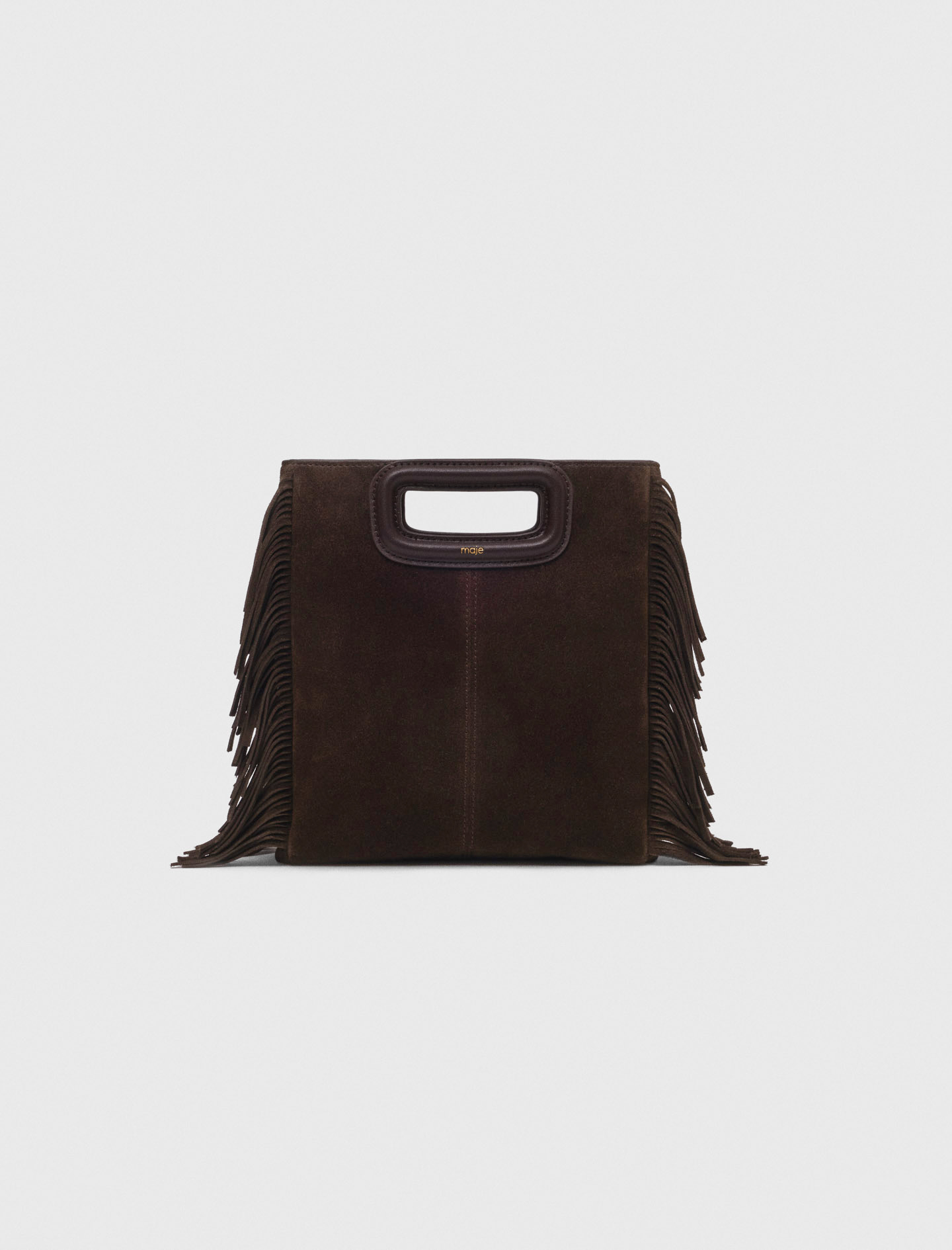 Suede leather M bag Dark brown for Women | Maje
