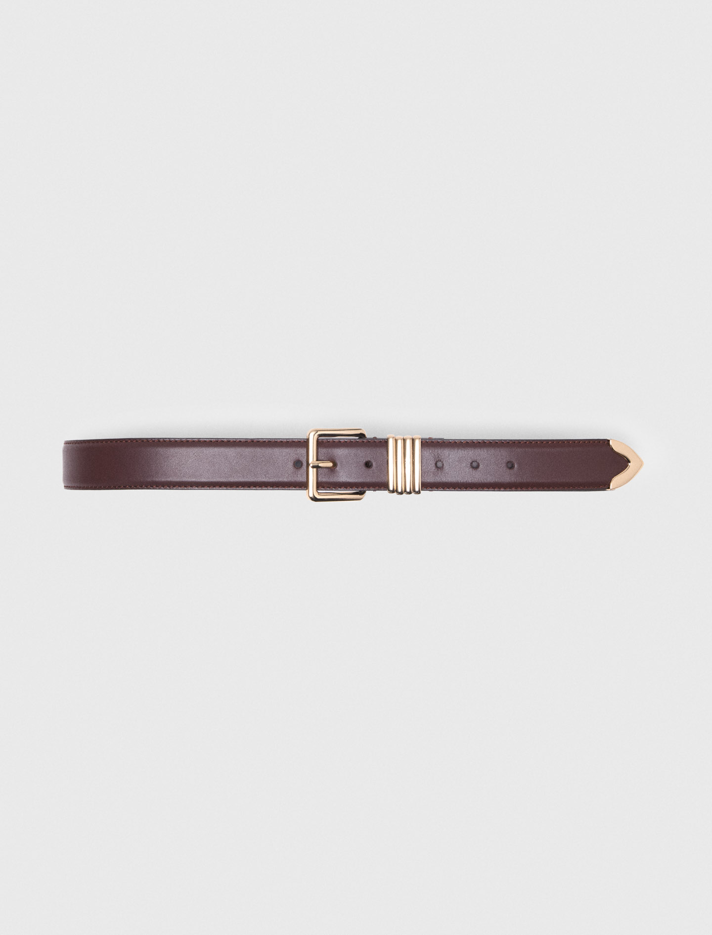Smooth leather belt Dark brown for Women | Maje