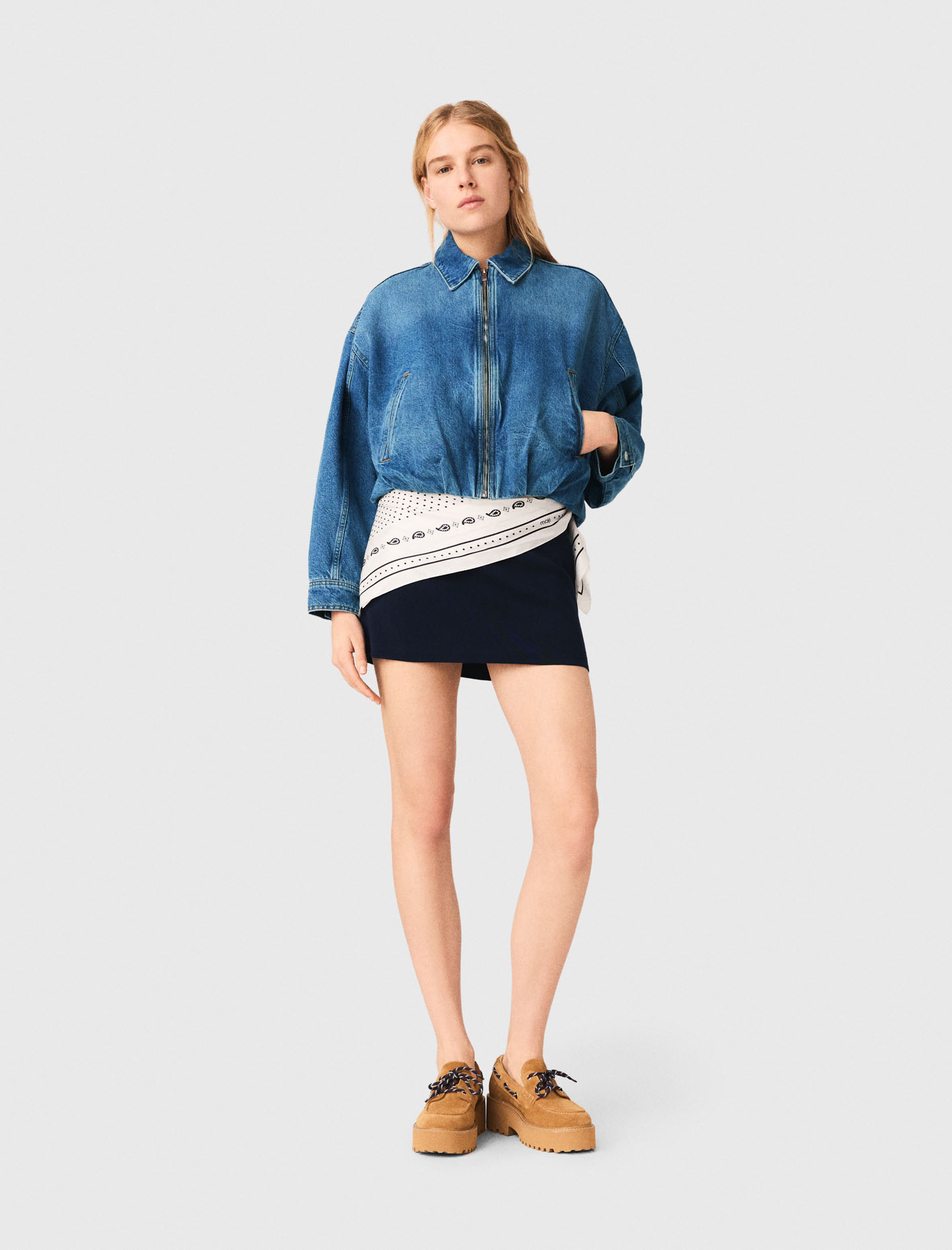 Denim bomber jacket Blue for Women | Maje