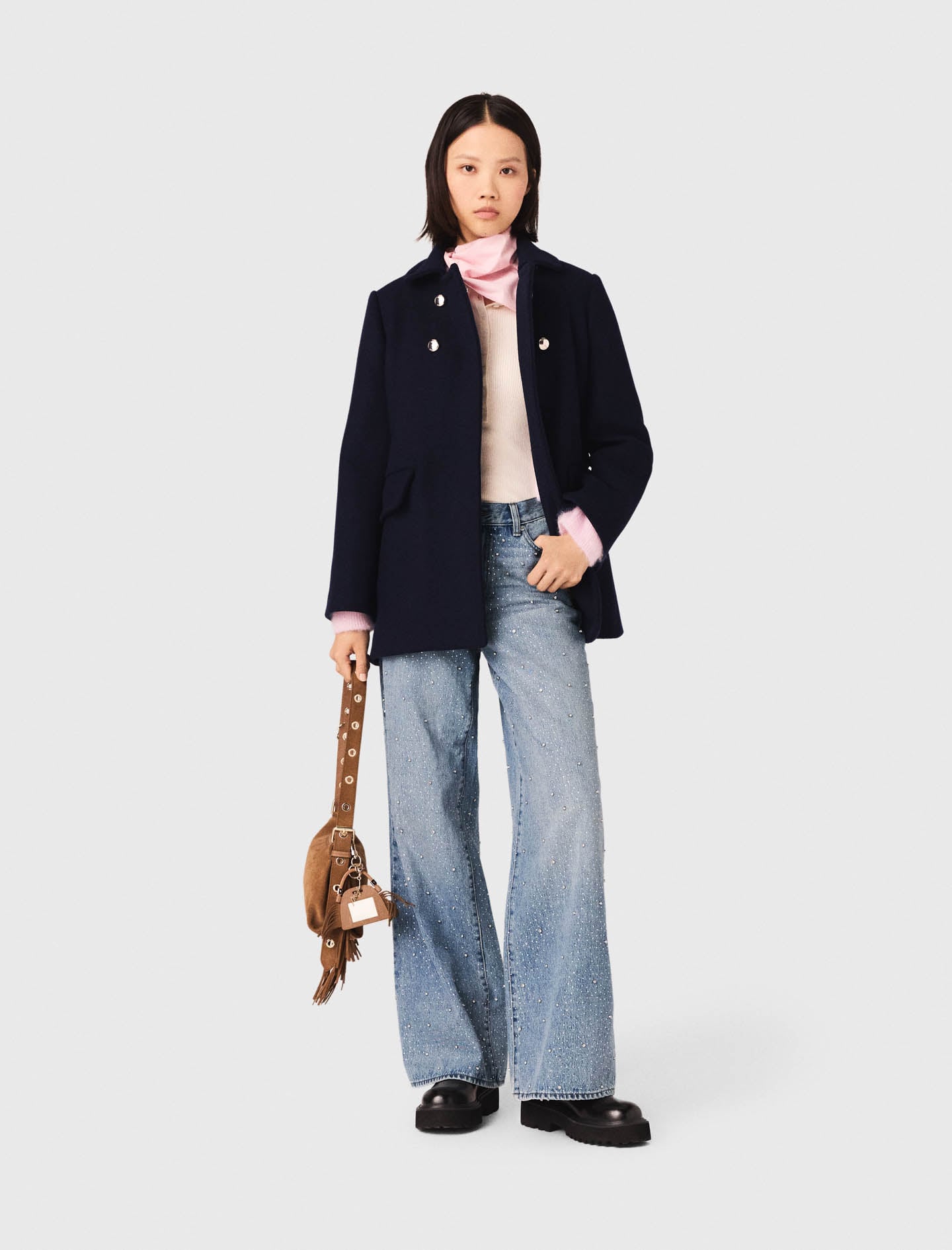 Wool blend coat Navy for Women | Maje