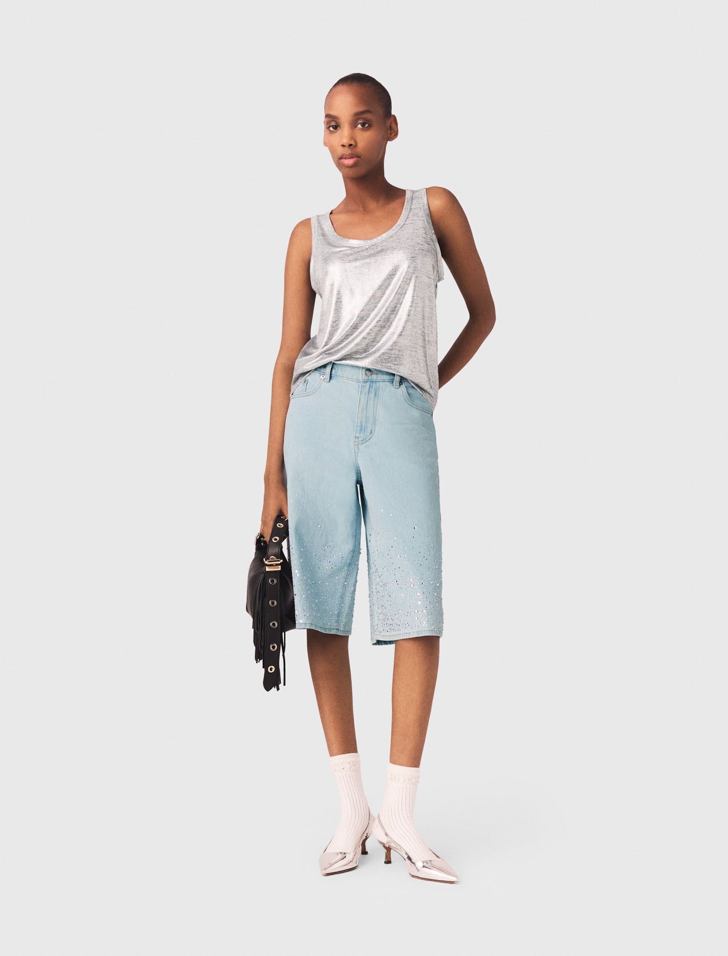 Metallic vest top Silver for Women | Maje