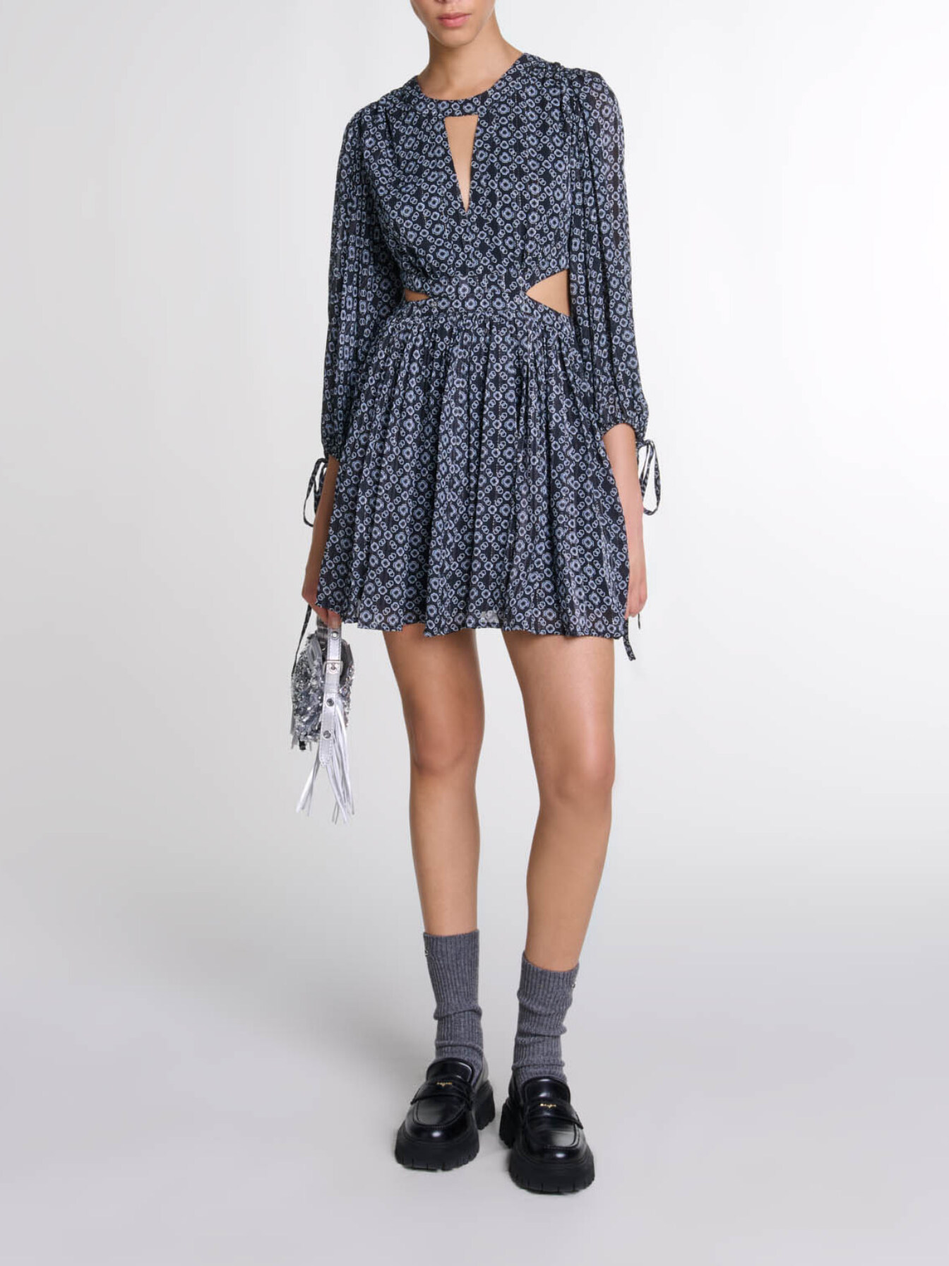 Short Clover motif dress Black / Gray for Women | Maje