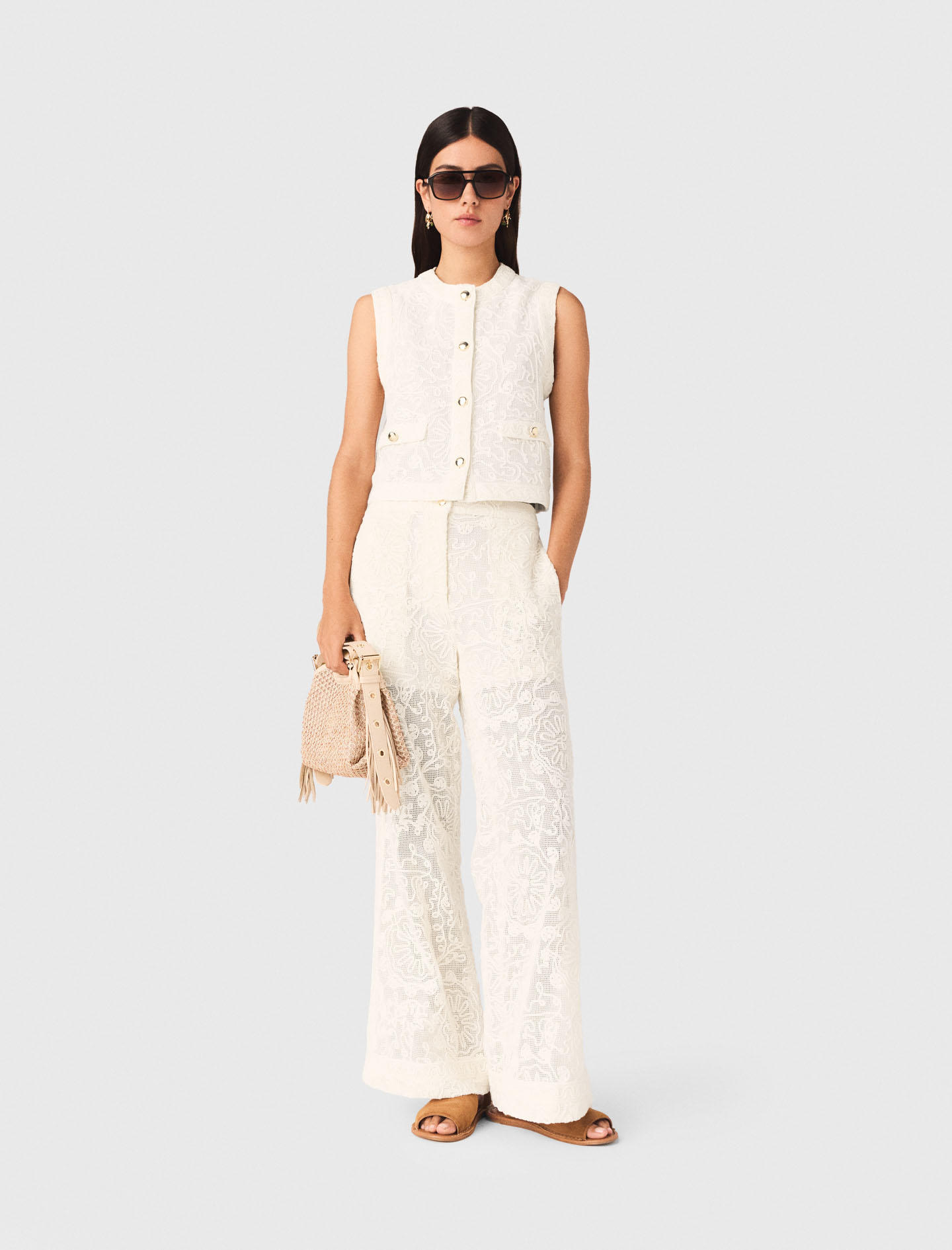 Guipure lace jacket Ecru for Women | Maje