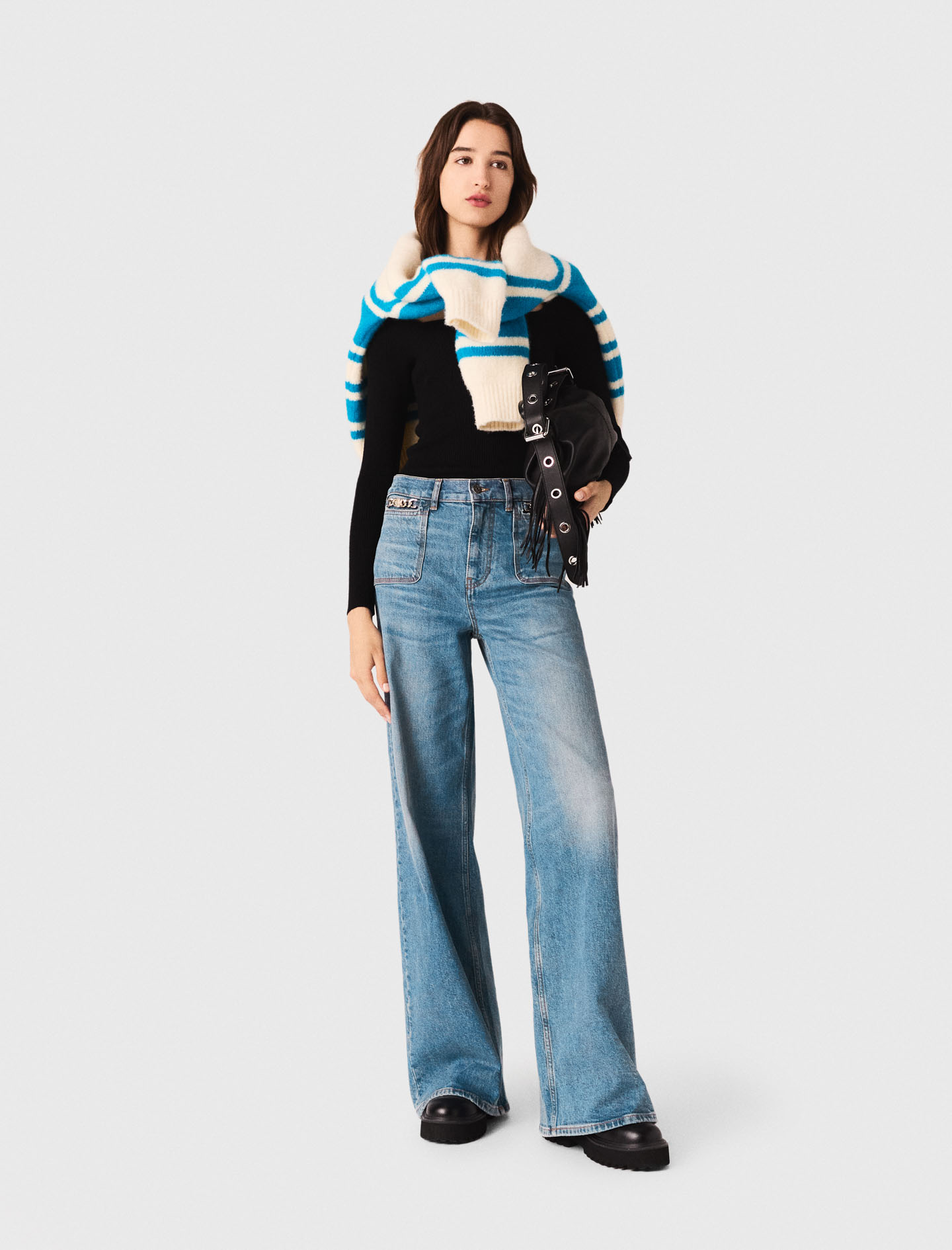Flared jeans with chain Blue for Women | Maje