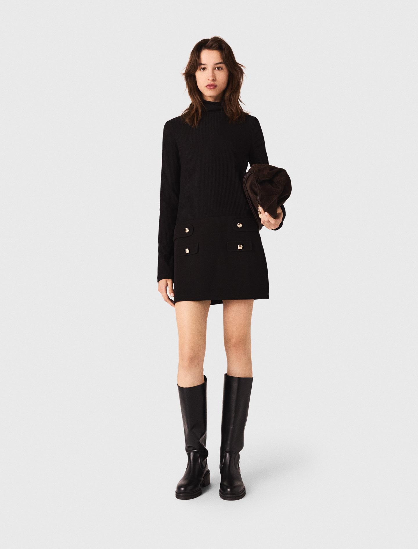 Short high-neck dress Black / Gray for Women | Maje