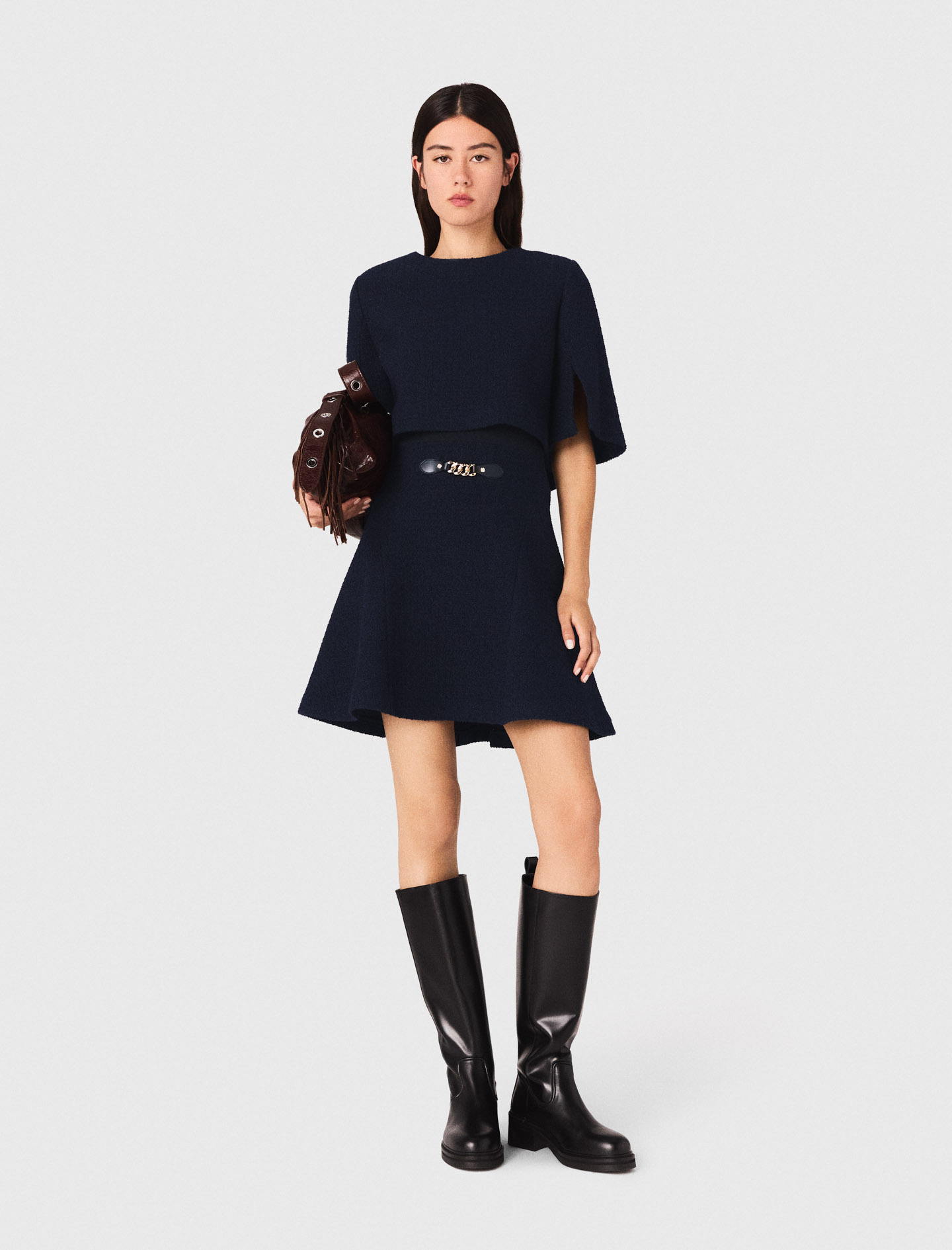 2-in-1 tweed dress Navy for Women | Maje